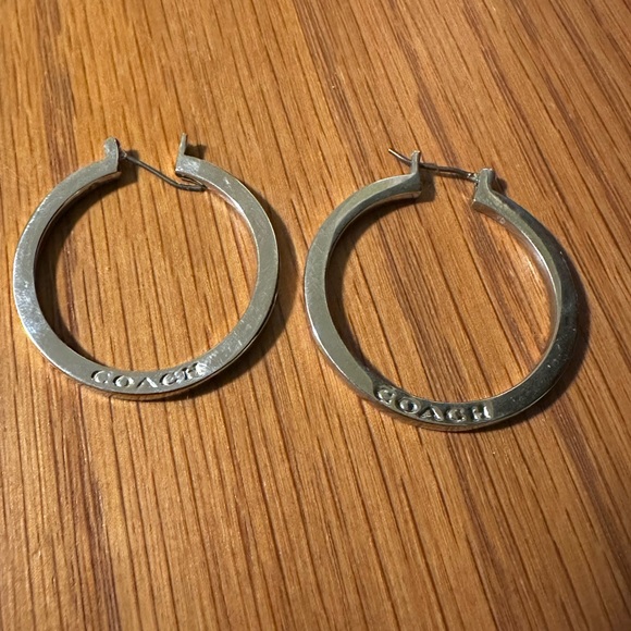 Coach | Jewelry | Coach Silver Large Hoop Earrings | Poshmark